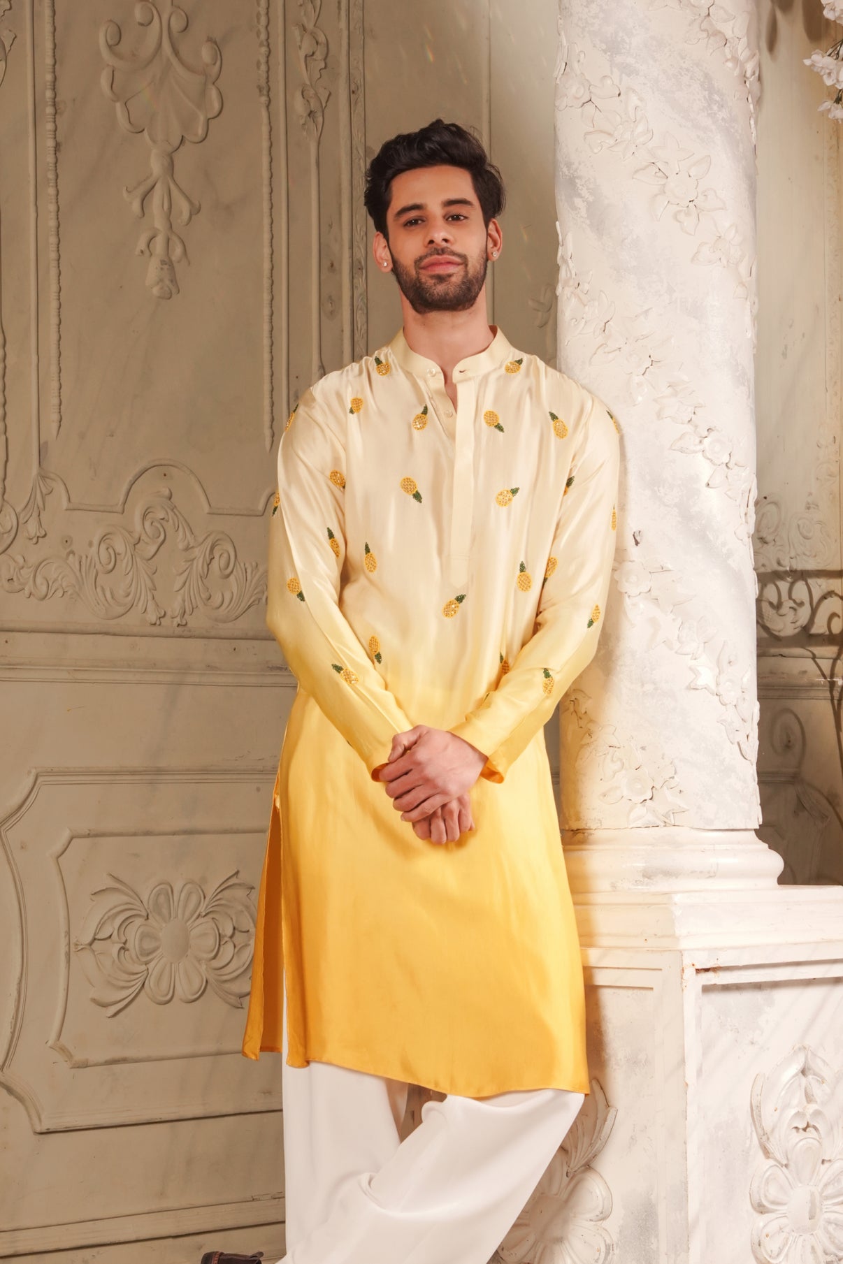 Yellow Pineapple Design Kurta – Phantom Threads India